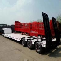 China Heavy Duty 50ton Max Payload 3 Axles Lowbed Semi Truck Trailer Steel Standard 28 Ton for sale