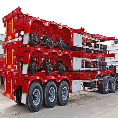 China 3 Axle Good 40FT Flat Bed Transporting Truck Trailer Heavy Duty Grade 1820mm Tread for sale