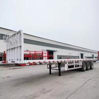 China Manual Landing Leg 60 Tons Heavy Duty Low Bed Truck Trailer for 40FT Container Carrier for sale