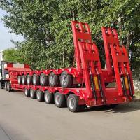 China Manual Landing Leg 60 Tons Heavy Duty Low Bed Truck Trailer for 40FT Container Carrier for sale