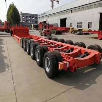 China 12r22.5 Tire 3 Axles 4 Axles Container Semi Trailer 40hq Flatbed Cargo Semi Trailer for sale