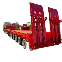 China 12r22.5 Tire 3 Axles 4 Axles Container Semi Trailer 40hq Flatbed Cargo Semi Trailer for sale