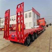 China Customization Flatbed Low Bed Trailer for Agriculture Carrier Rollover Equipment Cargo Wood Lumber Drop Extendable Loads for sale