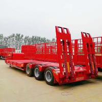China Low Truck 20FT Flat Bed 40 FT 40 Feet 40FT Container Flatbed Trailer 28t Landing Leg for sale