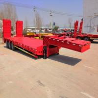 China 3 Axle Flatbed Semi Trailer for Transporting Containers No ABS Anti-lock Braking System for sale