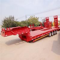 China 60tons Low Bed Semi Trailer Dimensions Semi Flatbed Trailer Axle Made in Tread 1820mm for sale