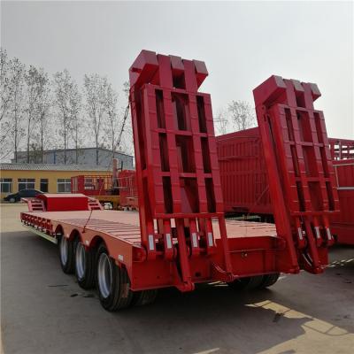 China 4 Axles Lowboy Lowbed Semi Trailer for 60 70 80 Tons Excavator Transportation for sale