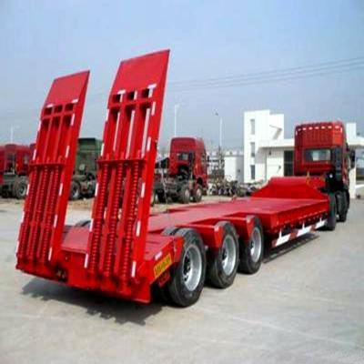 China Customization 3 Axles Excavator Transport 60ton Used Lowbed Semi Trailers with 13t Axle for sale