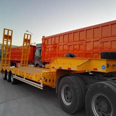 China Tri-Axles Un-Removable Gooseneck 13m Lowbed Low Bed Semi Truck Trailer for Transportation for sale