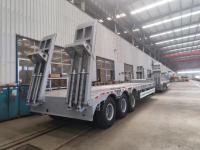 China 3/4/5 Axle Low Bed Loader Flat Gooseneck Flat Deck Ramp Hydraulic Ladder Retractable Half Pleat Trailer for Loading for sale