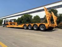 China 3/4/5 Axle Low Bed Loader Flat Gooseneck Flat Deck Ramp Hydraulic Ladder Retractable Half Pleat Trailer for Loading for sale