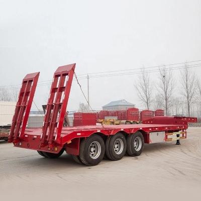 China 8.12.16 Tires Heavy Machinery Low Flat Trailer with 1 Year After-sales Service for sale