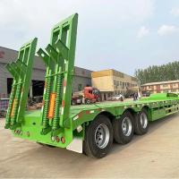 China 3axle 80ton Heavy Duty Gooseneck Hydraulic Ramp Low Loader/Lowbed/Lowboy Low Bed Trailer Truck Semi Trailers for Excavator Moving for sale