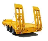 China 3axle 80ton Heavy Duty Gooseneck Hydraulic Ramp Low Loader/Lowbed/Lowboy Low Bed Trailer Truck Semi Trailers for Excavator Moving for sale