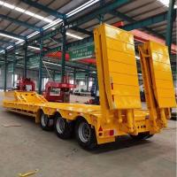 China 3axle 80ton Heavy Duty Gooseneck Hydraulic Ramp Low Loader/Lowbed/Lowboy Low Bed Trailer Truck Semi Trailers for Excavator Moving for sale