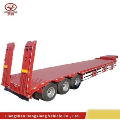 China Q345b / T700 Steel Main Beam 3/4 Axle Low Bed Truck Trailer for Heavy Duty Machinery for sale