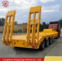 China Gooseneck Detachable Low Loader Truck/Lowbed/Lowboy Low Flat Bed Trailer Customizable for sale