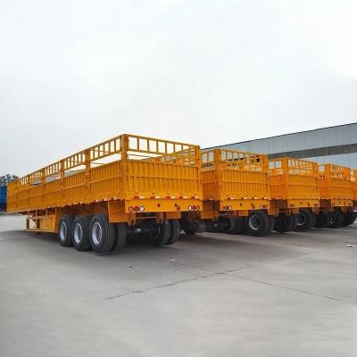 China Self-dumping 3 Axis Light Duty Cargo Transport Semi-Trailer with Side Wall Fence for sale