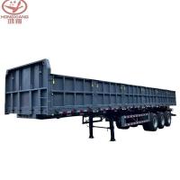China 50tons Heavy Duty 3 Axle 13m Cargo Transport Flatbed Trailer with Side Wall and Fence for sale