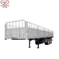 China 50tons Heavy Duty 3 Axle 13m Cargo Transport Flatbed Trailer with Side Wall and Fence for sale