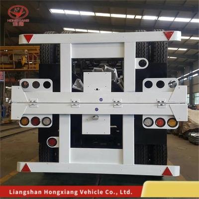 China 20FT 40FT Gooseneck Skeleton Drawbar Tri Axle Flatbed Truck Container Chassis Semi Trailer for sale