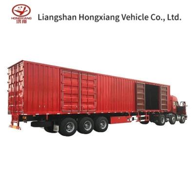 China Suspension Air Suspension 3 Axles Flying Wing Van Box Semi Trailer with Side Open Door for sale