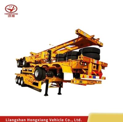 China 2 Axle 40 FT Gooseneck Lowbed Semi Trailer Skeleton Drop Semi Trailer Shipping Container for sale