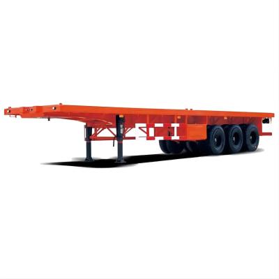 China 3 Axle Flatbed Trailer for 20 Feet 40 Feet Container Semi Trailer and Customization for sale