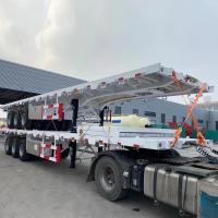 China 3 Axle Flatbed Trailer for 20 Feet 40 Feet Container Semi Trailer and Customization for sale