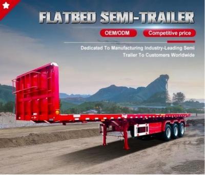 China 20FT 40FT Double Flatbed Container Trailer Flat Bed Trailer for Loading Capacity for sale