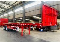China 1820mm Tread 40FT 50 Ton Shipping Container Semi-Trailer 3 Axle Steel Flat Bed Truck for sale