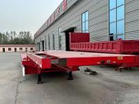 China 1820mm Tread 40FT 50 Ton Shipping Container Semi-Trailer 3 Axle Steel Flat Bed Truck for sale