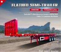 China 3 Axle 8.12.16 Tire Number Flatbed Flat Bed Container Semi Trailer Used Truck Trailer for sale