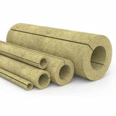 China 1000mm Rock Wool Pipe Insulation For Steam Pipes Hot Water Pipelines for sale