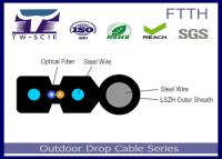 China 1-4 Core FTTH Drop Cable FRP / Steel Strength Member Covered Flat Optical Cable for sale