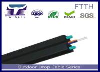 China 1-4 Core FTTH Drop Cable FRP / Steel Strength Member Covered Flat Optical Cable for sale