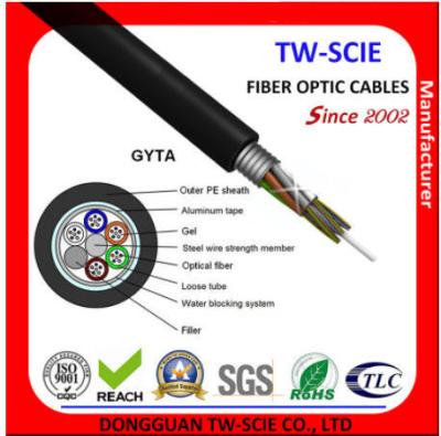 China GYTA Loose Tube Steel Tape Armoured Cable 12 Core Optical Fiber Optic Network Cable PE Outer Sheath for sale