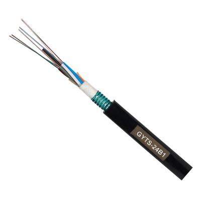 China GYTS Steel Tape Armored 24 Cores Outdoor Fiber Optic Cable With Black HDPE Sheath for sale