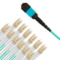 China 1 Piece MPO-LC 24 Core MPO OM3 Fiber Optic Patch Cord Cables 3M Multimode Connector for sale
