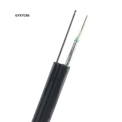 China GYXTC8S HDPE black outer Sheath  Outdoor Fiber Optic Cable Uni-tube Figure 8 Shape Single Wire Messenger for sale