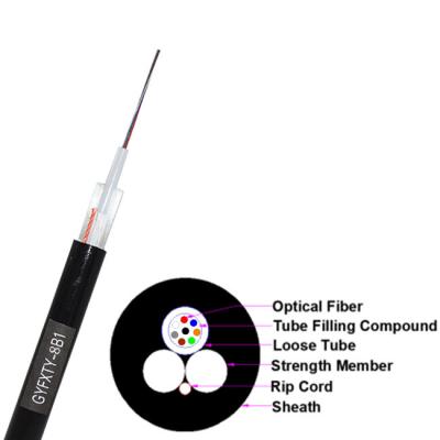China 4 Cores Aerial GYFXTY Outdoor Non-metallic Fiber Optic Cable PE Jacket With G652D Fiber for sale
