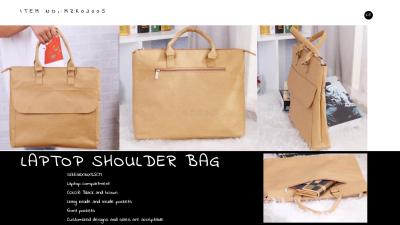 China ECO-Friendly washable kraft paper shoulder laptop bag for sale