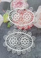 China Women's Clothing Accessory New Pattern Design Elliptical Embroidery Patch Collar Lace Fabric Trimming for Wedding Dresses for sale
