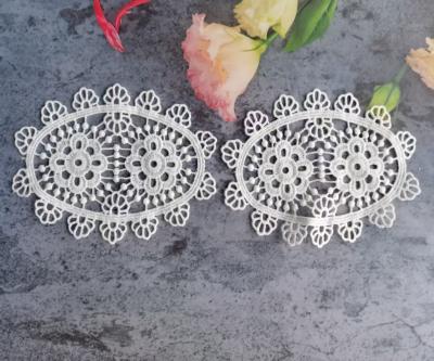 China Women's Clothing Accessory New Pattern Design Elliptical Embroidery Patch Collar Lace Fabric Trimming for Wedding Dresses for sale