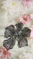 China Hollow Lace Tirm 3D Embroidery Flower Patches Felt Black White DIY Sew-On Lace Applique Patches for Bridal Wedding Dress for sale