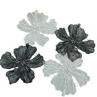 China Hollow Lace Tirm 3D Embroidery Flower Patches Felt Black White DIY Sew-On Lace Applique Patches for Bridal Wedding Dress for sale