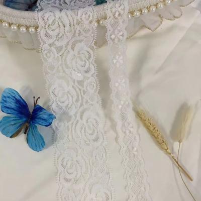 China High Quality Vintage Floral Lace Trim Both Sides Small Wavy Asymmetric Design with High Elasticity for DIY Accessories for sale