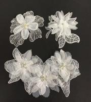 China Fashionable Large Handmade White Fabric Sticker Beaded Clothing Decoration New Sequin Flash Drill Skirt Mesh Repair Accessory for sale