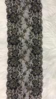 China Premium  Golden Thread BLACK Lace Fabric Trim 16cm Gold Lace Gorgeous  for Evening Dress or Premium Sleepwear for sale