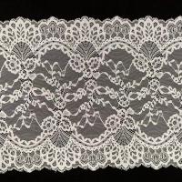 China Exquisite Retro Style 25cm Waves Edge Curled Lace Trim for Wedding Dress and Headwear Decoration for sale